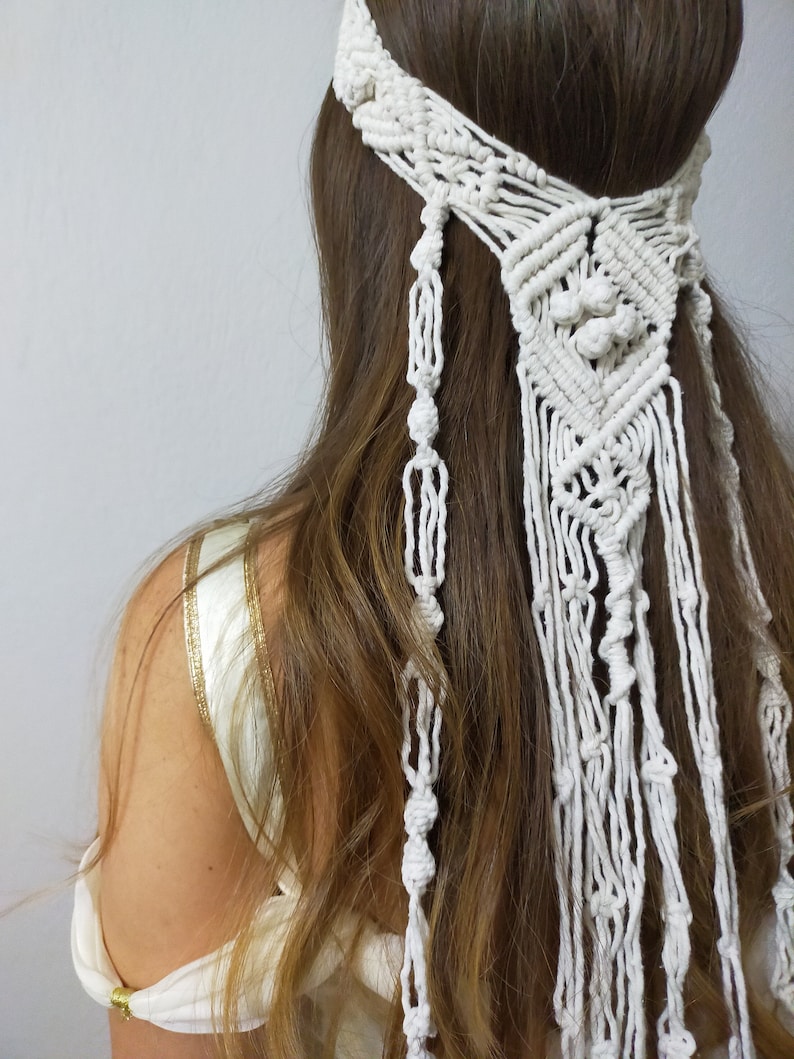 Macrame Veil, Macrame Crown, Macrame Hair Accessory, Festival Wedding ...