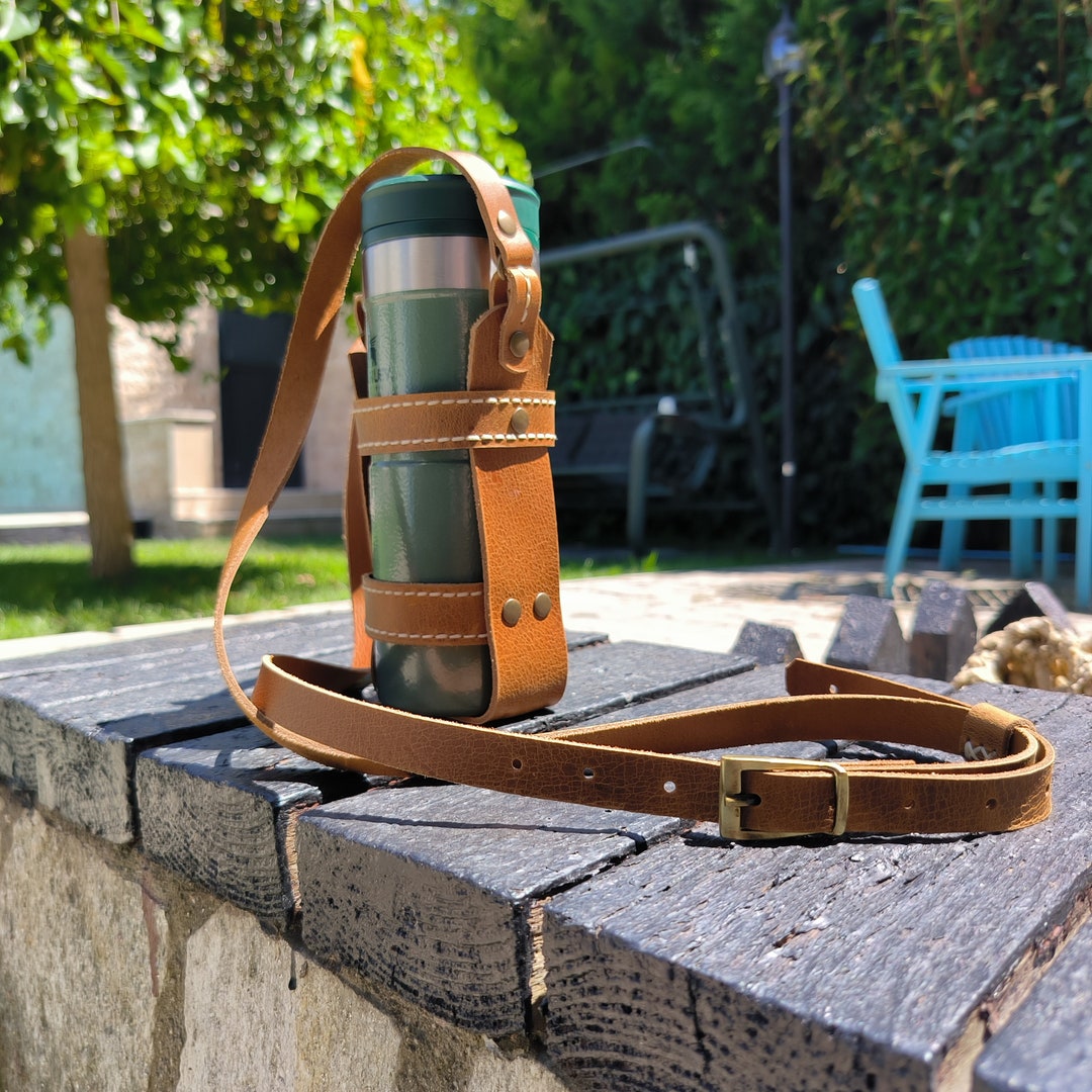 Leather Bottle Holder, Leather Drink Holder, Bottle Carrier, Water ...