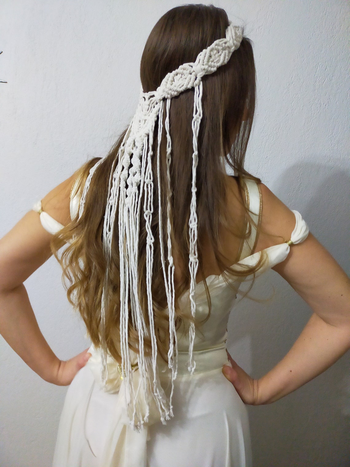 Macrame Veil, Macrame Crown, Macrame Hair Accessory, Boho Wedding ...