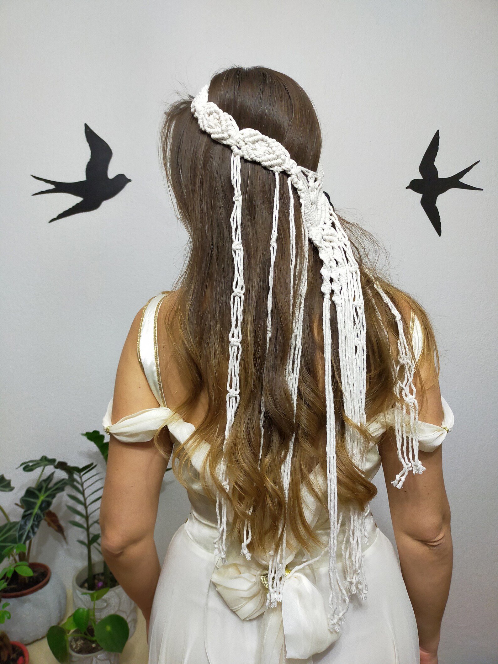 Macrame Veil, Macrame Crown, Macrame Hair Accessory, Boho Wedding ...