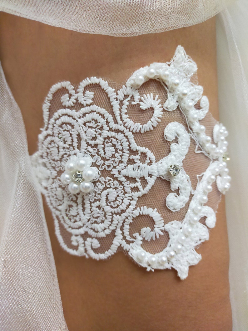 White Bridal Lace Garter for Wedding, Bridal Accessories Garter ...