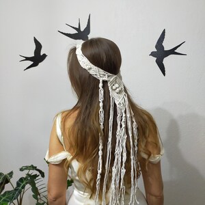 Macrame Veil, Macrame Crown, Macrame Hair Accessory, Festival Wedding ...