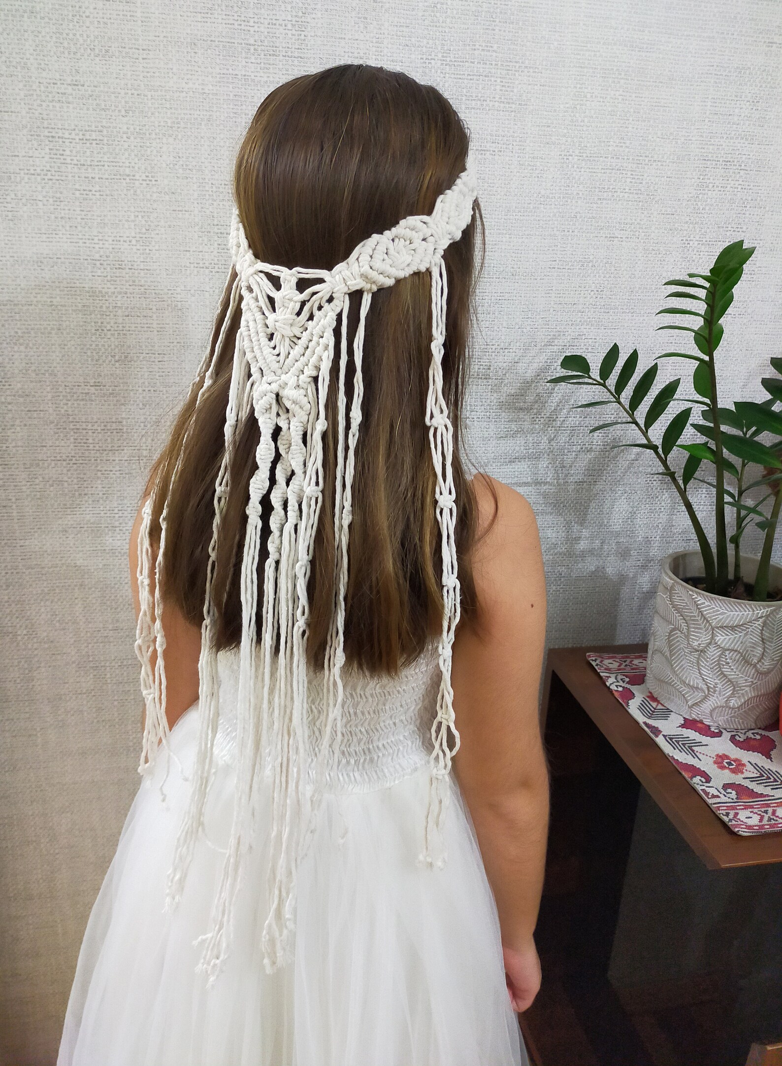 Macrame Veil Macrame Crown Macrame Hair Accessory Boho | Etsy