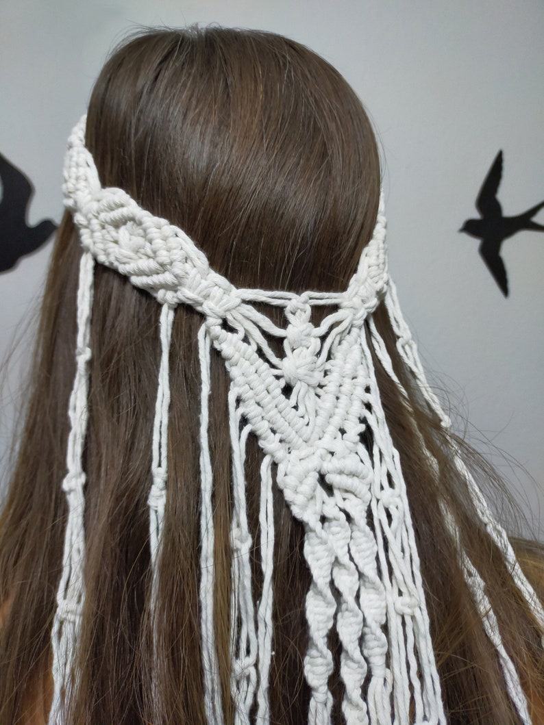 Macrame Veil, Macrame Crown, Macrame Hair Accessory, Boho Wedding ...