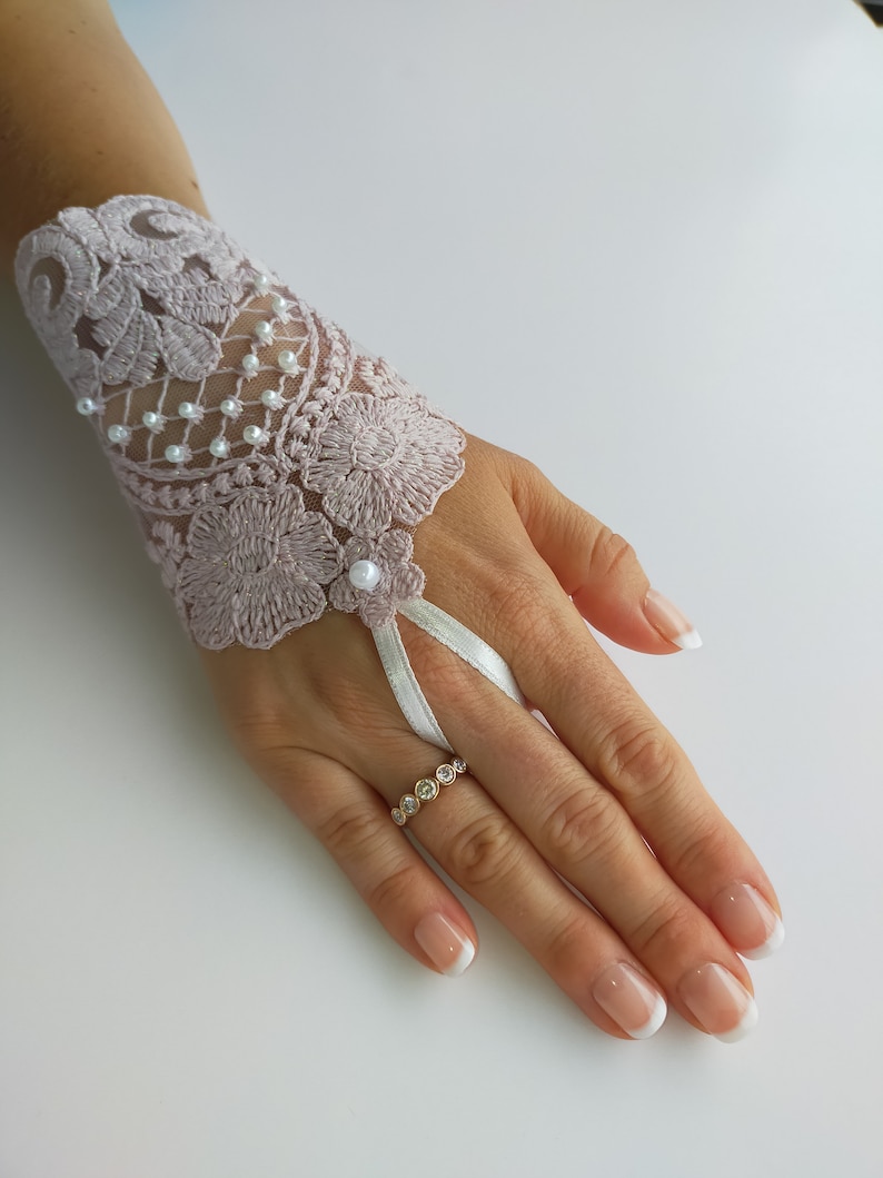 Pink Bridal Lace Gloves Fingerless Gloves Wedding Gloves - Etsy