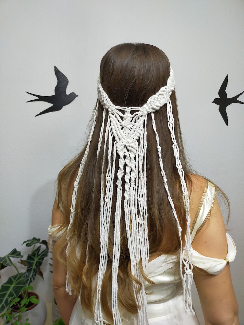 Macrame Veil, Macrame Crown, Macrame Hair Accessory, Boho Wedding ...