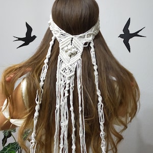 Macrame Veil, Macrame Crown, Macrame Hair Accessory, Festival Wedding ...