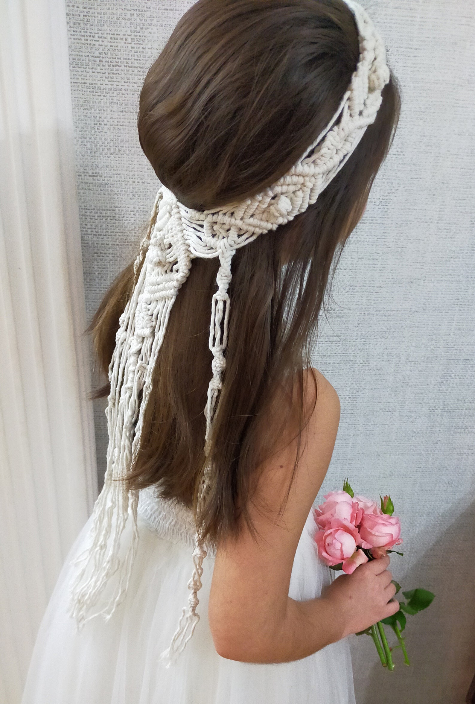 Macrame Veil, Macrame Crown, Macrame Hair Accessory, Festival Wedding ...