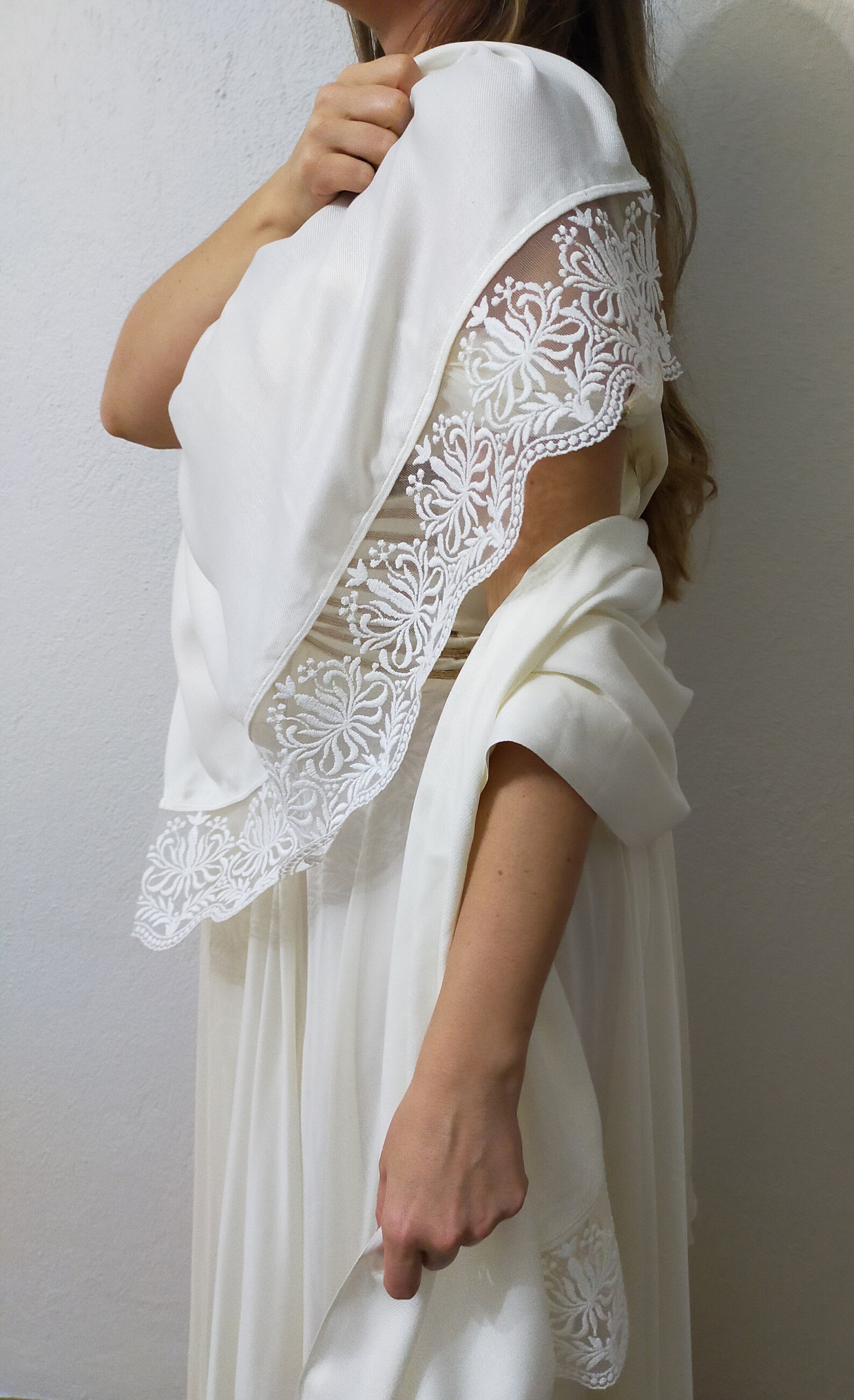Wedding Shawl French Lace Ivory Bride Shawl Winter Wedding | Etsy
