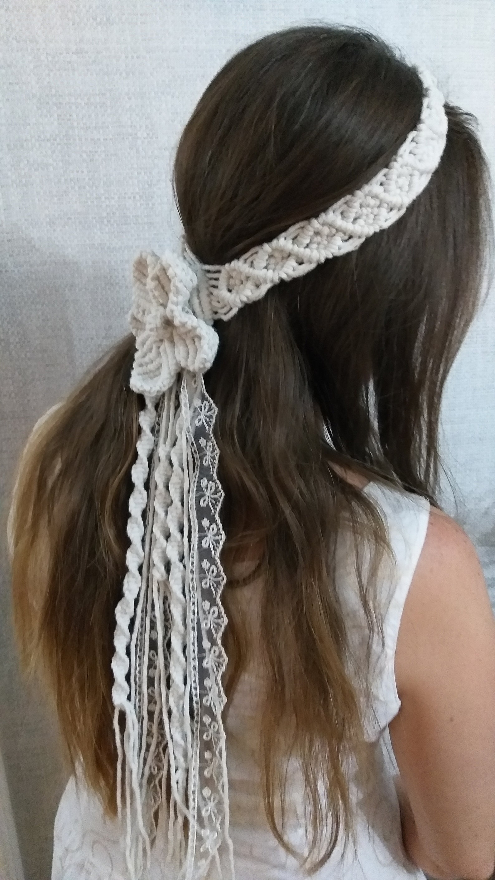 Flower Macrame Veil Macrame Crown Bridal Headpiece Festival - Etsy