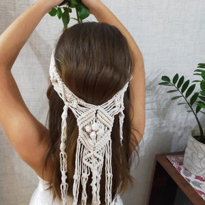 Macrame Veil, Macrame Crown, Macrame Hair Accessory, Festival Wedding ...