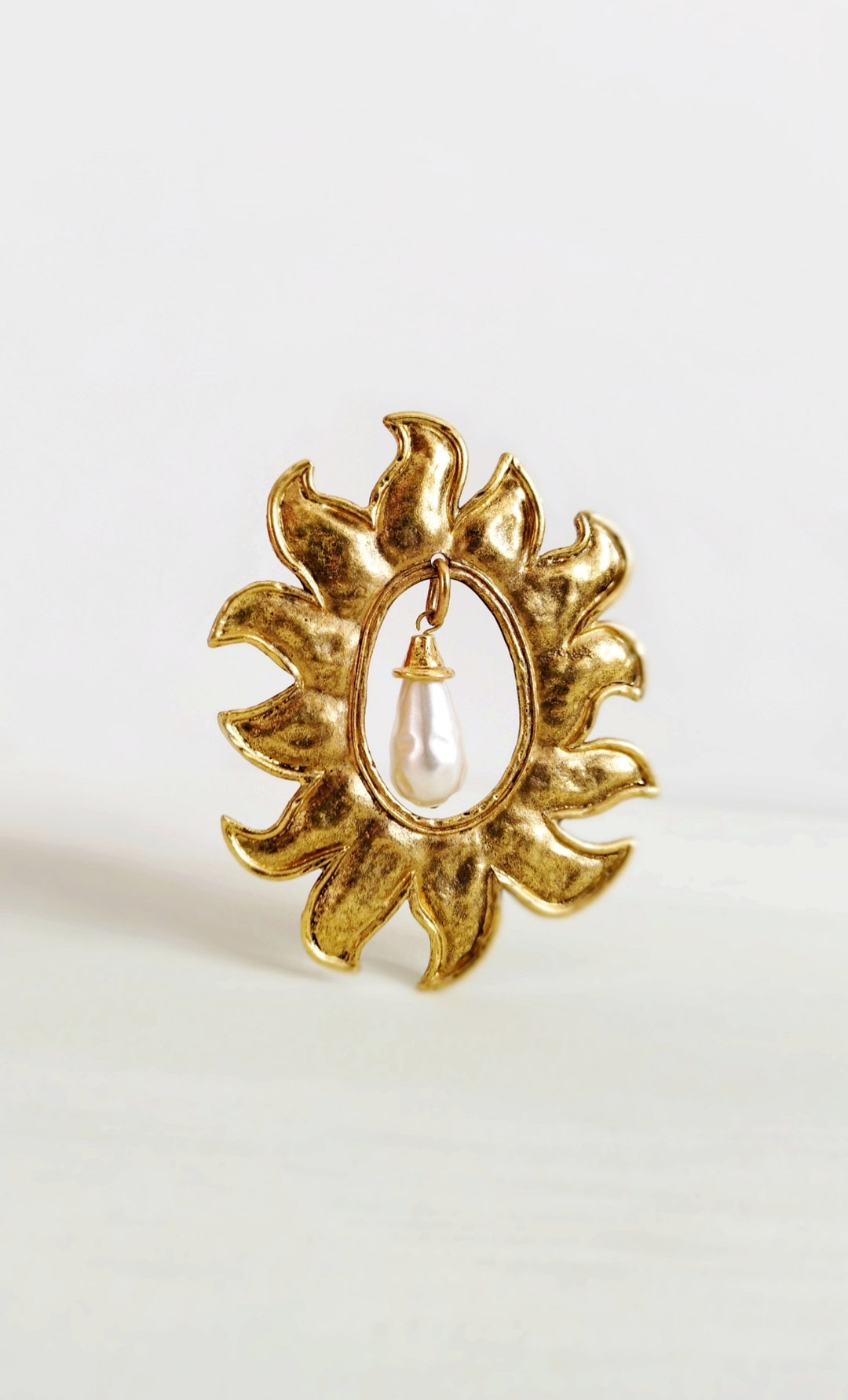French EDOUARD Rambaud Unsigned Massive SUN Baroque Pearl Teardrop ...