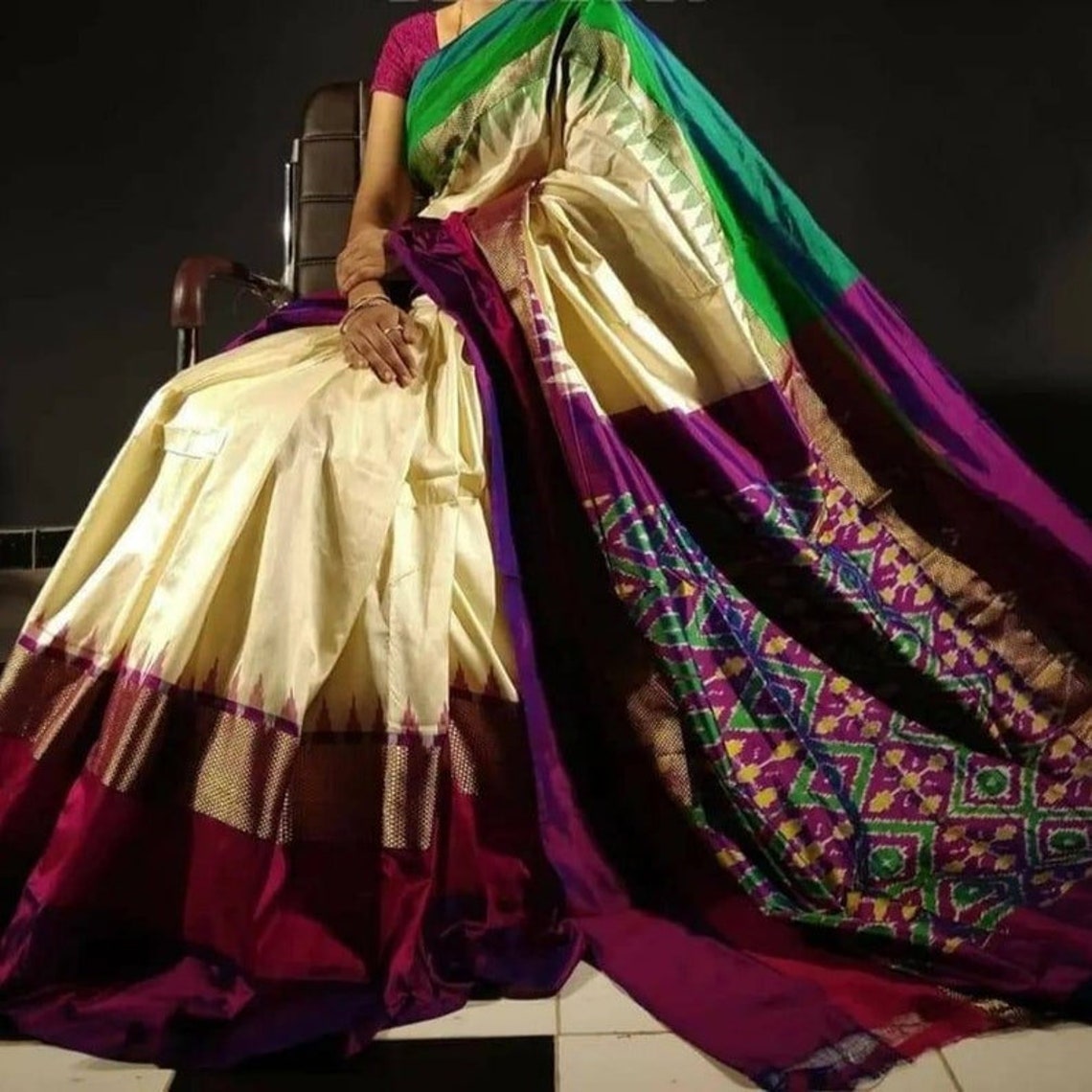 Pochampally Double Ikkat Pure Silk Saree - From the Weavers of ...