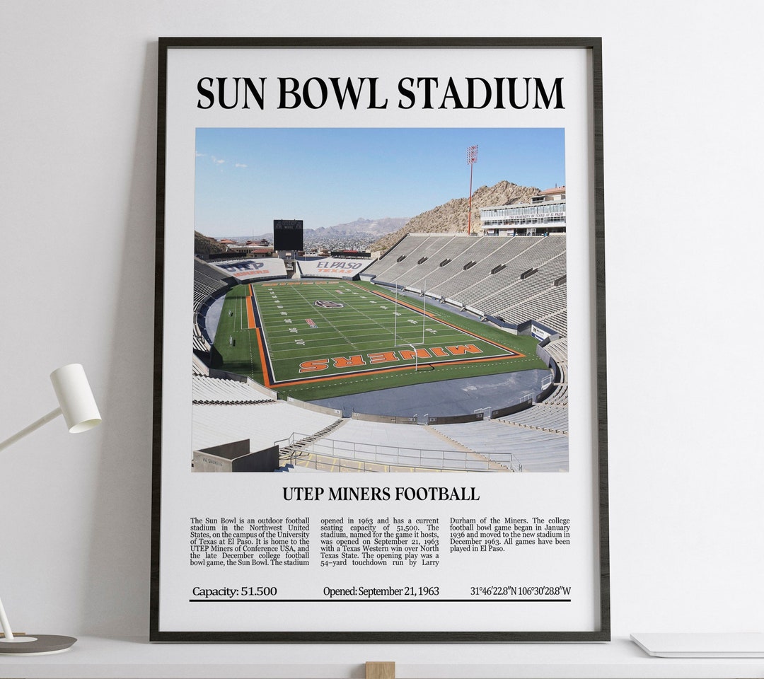 Sun Bowl Stadium UTEP Miners Football Black & White Stadium - Etsy