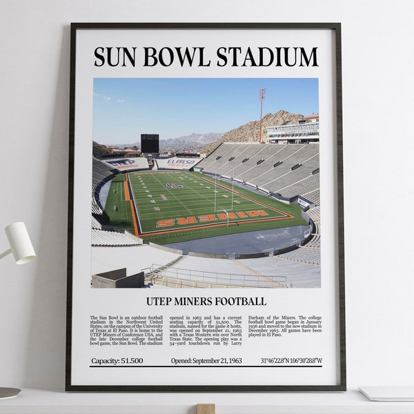 Sun Bowl Stadium Poster - Etsy