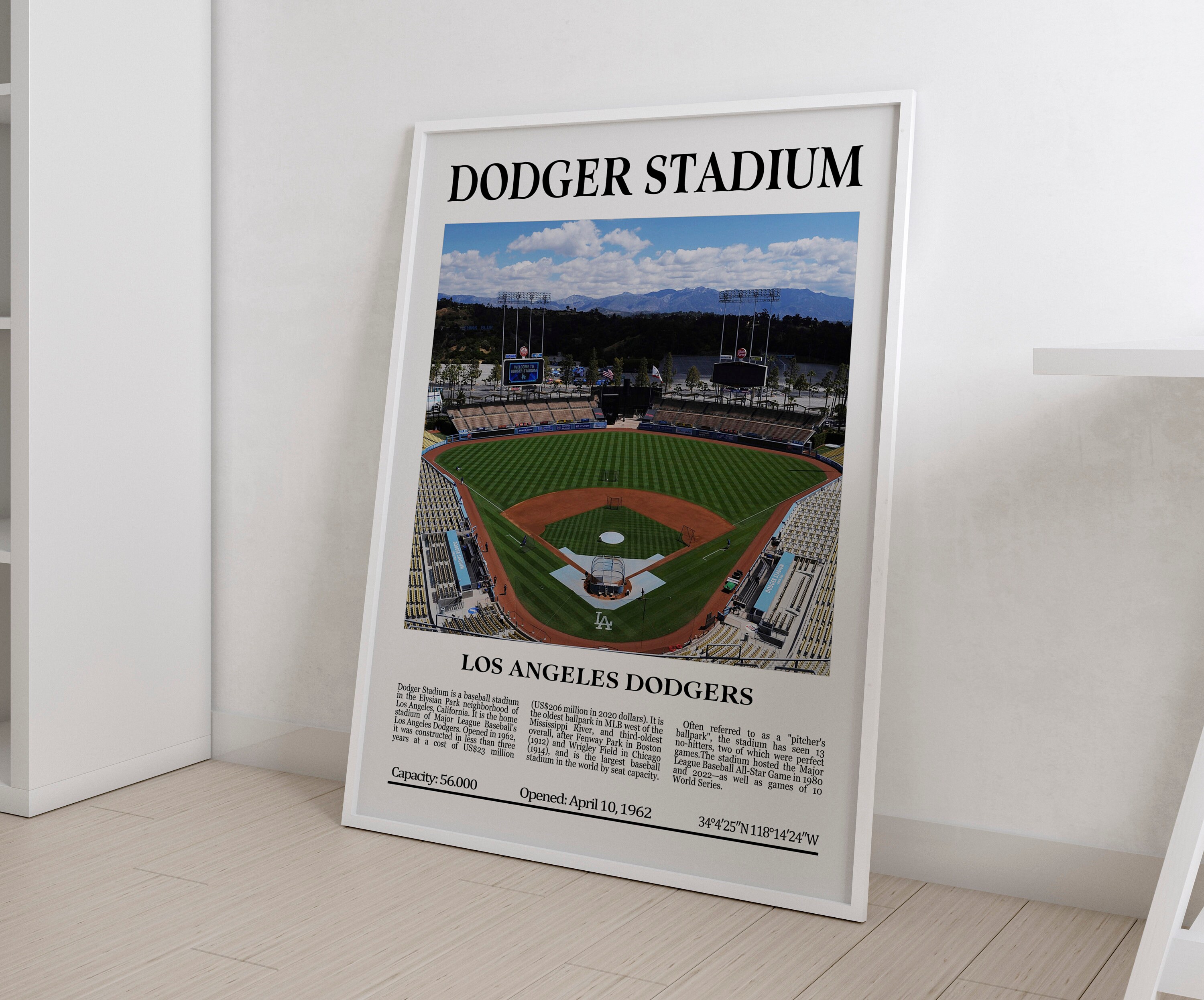 Dodger Stadium, Los Angeles Dodgers, Black & White Stadium, Digital ...