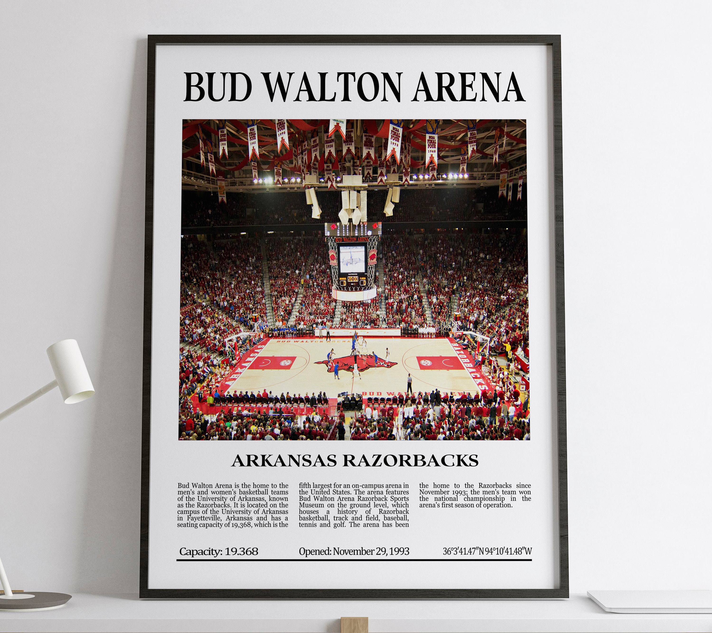 Bud Walton Arena, Arkansas Razorbacks, Black & White Stadium, Digital ...