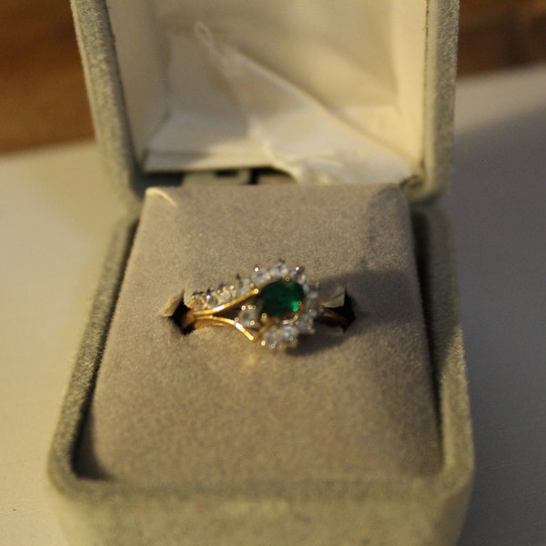 Green Unique Engagement Ring - Etsy