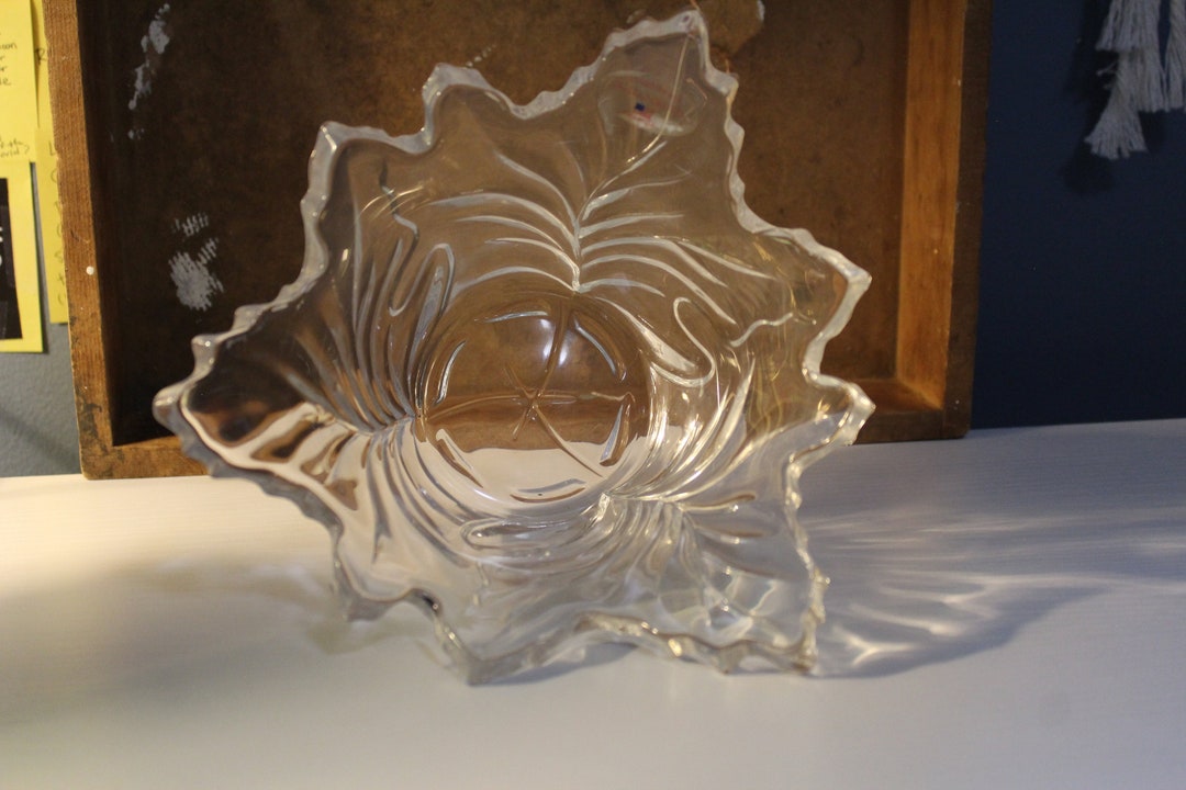 Vintage 1970s Teleflora Lead Crystal Maple Leaf Bowl With Flared Rim 4 ...