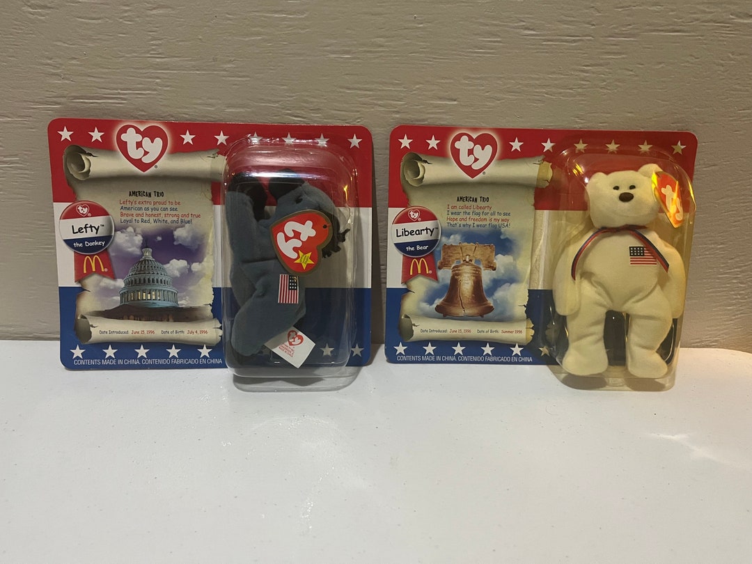 Set of 2 TY Political Bears libearty & lefty New in Box - Etsy