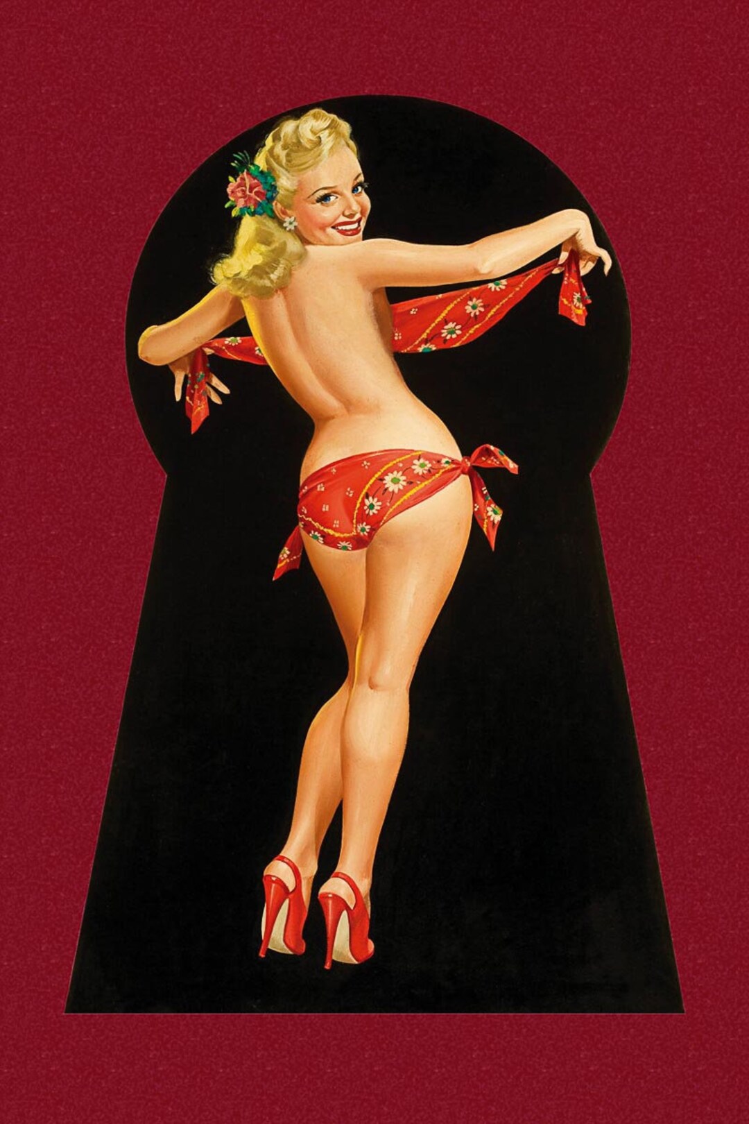 Peter Driben Whisper Magazine Keyhole Pinup With Bandana Stretched, Rolled or Framed Canvas ...