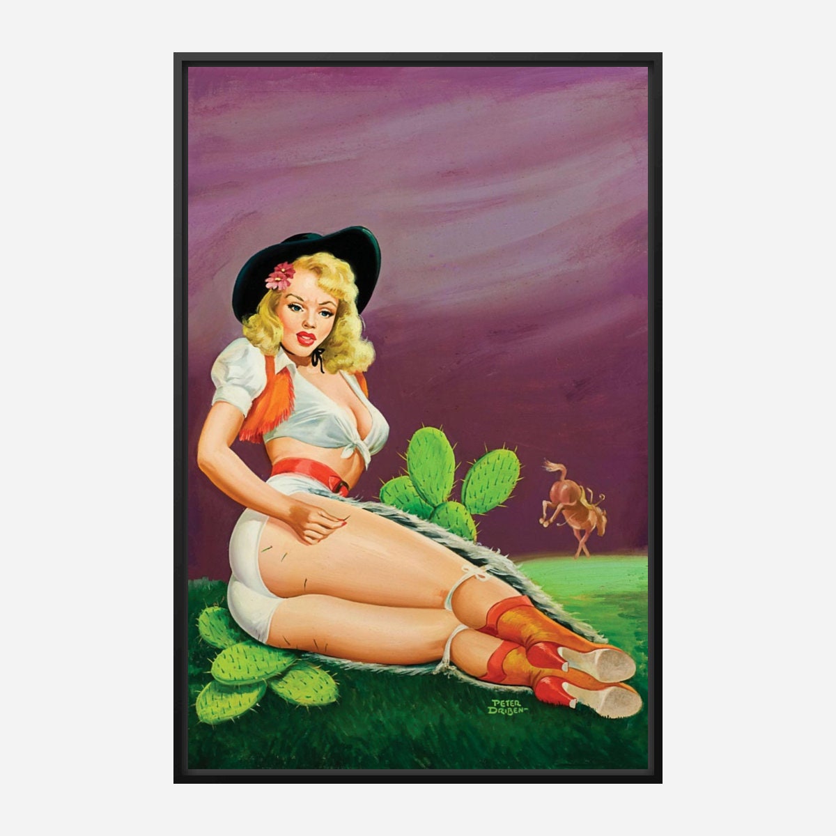 Peter Driben Flirt Magazine Fallin' on the Cactus Stretched, Rolled or Framed Canvas, Framed or ...