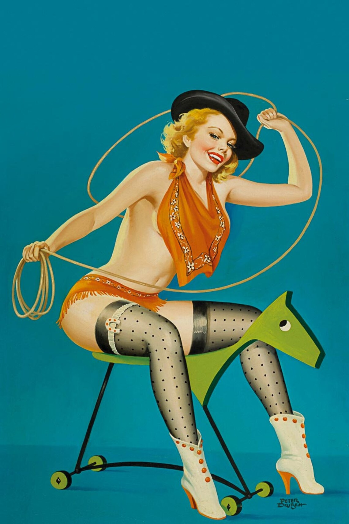 Peter Driben Flirt Magazine Roping the Horse Stretched Rolled - Etsy