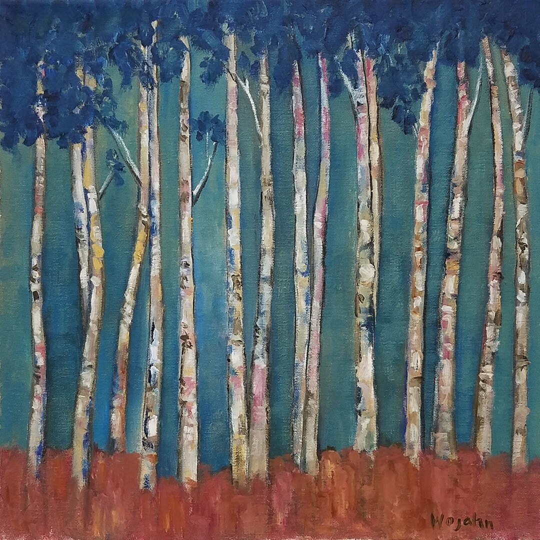 Holly Wojahn Blue Trees Available as Stretched, Rolled, Framed Canvas ...