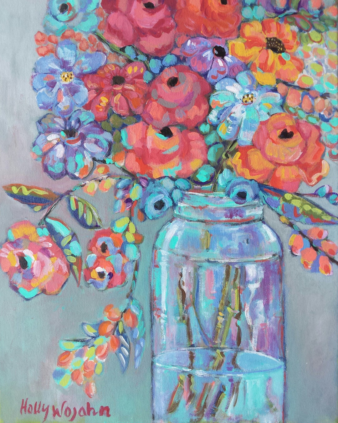 Holly Wojahn More Flowers in a Jar Available as Stretched, Rolled ...