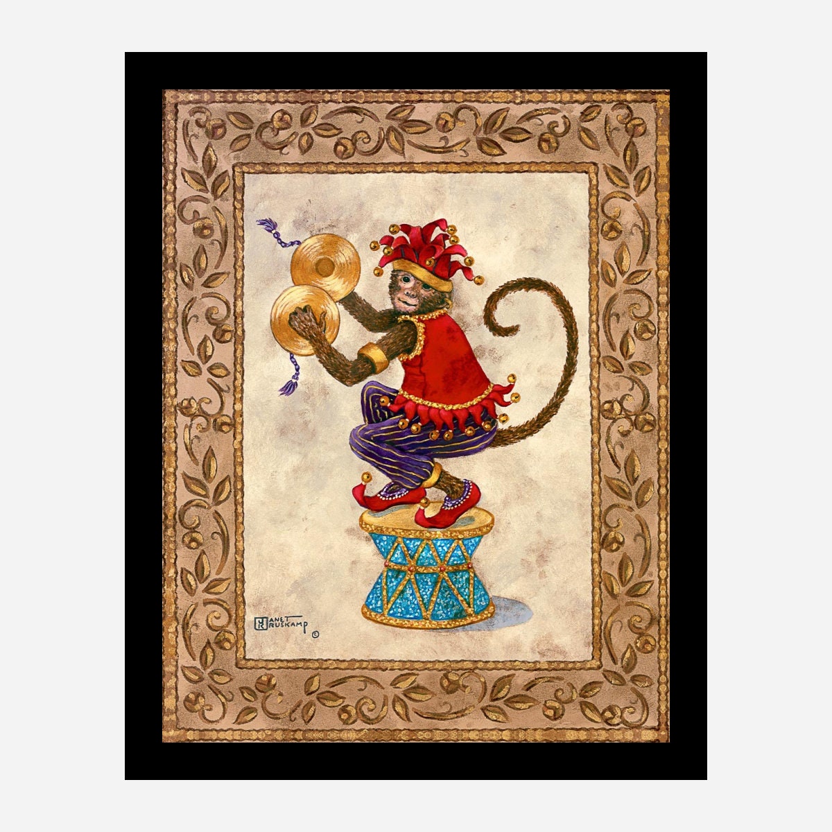 Janet Kruskamp Monkey With Cymbals Available as Stretched - Etsy