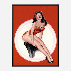 Peter Driben Eyeful Magazine Brunette in a Red Bathing Suit Stretched, Rolled or Framed Canvas ...