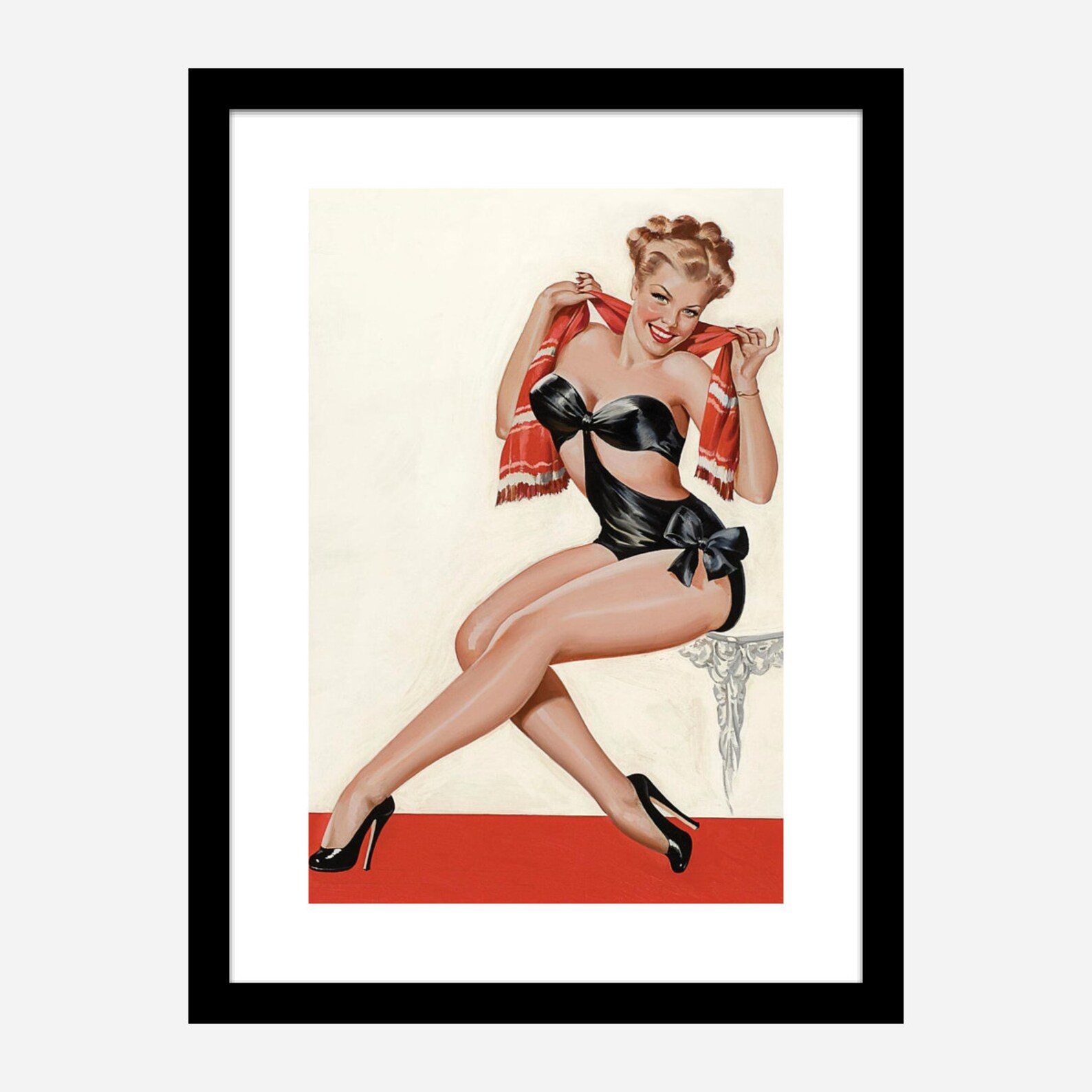 Peter Driben Wink Magazine Silk Stockings & High Heels Stretched, Rolled or Framed Canvas ...