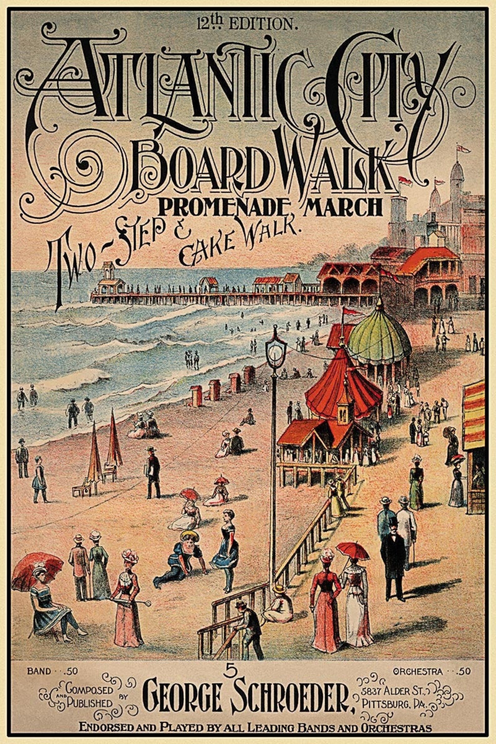 Vintage Poster Atlantic City Board Walk Promenade March by Vintage ...