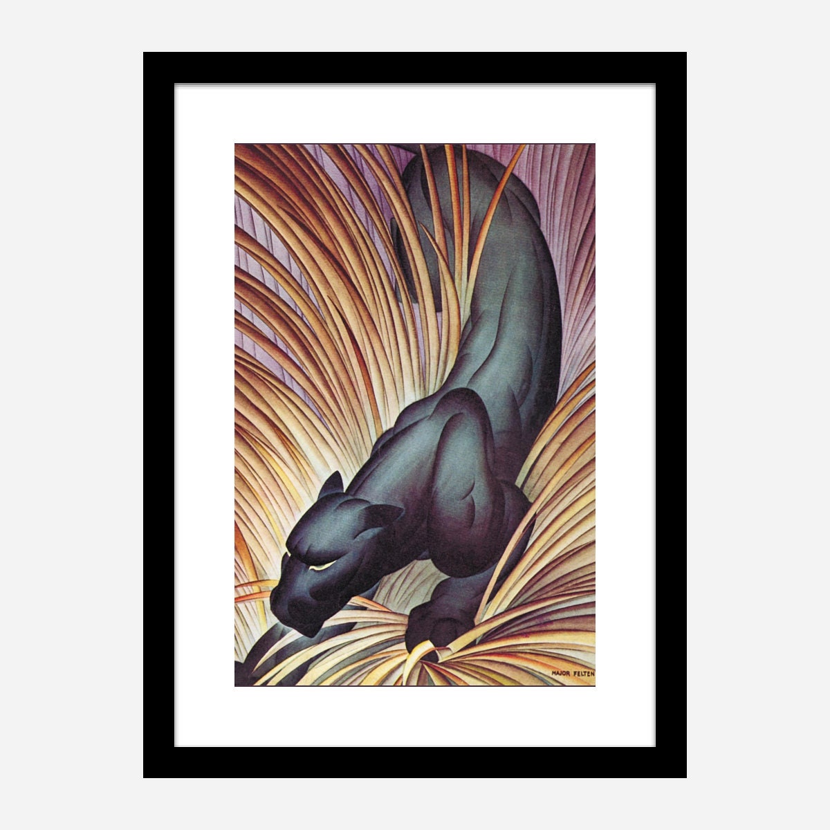 Vintage Poster Stalking Panther, 1934 by Major Felton Stretched Canvas ...