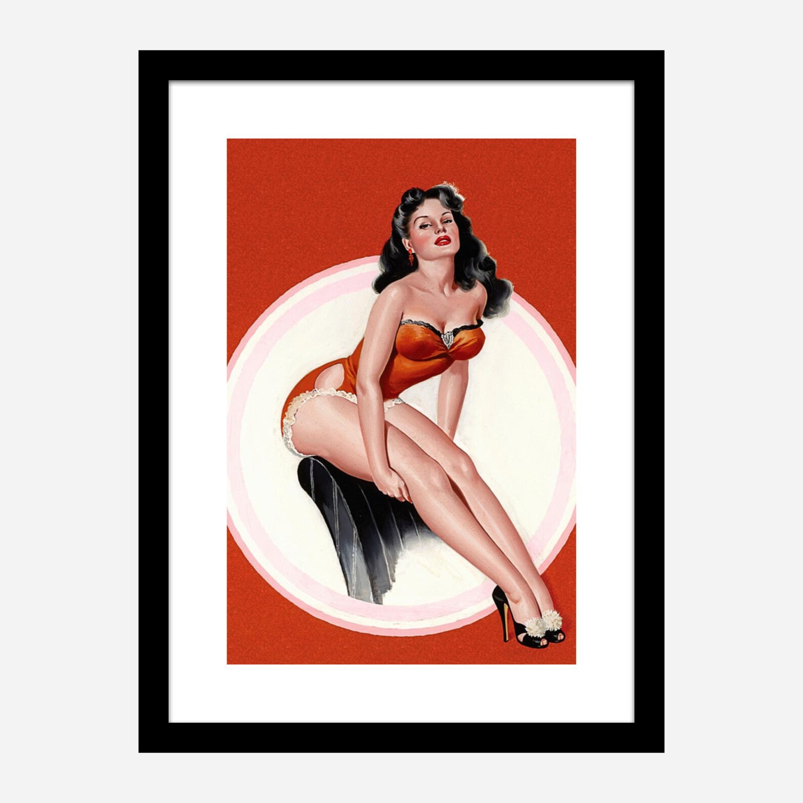 Peter Driben Eyeful Magazine Brunette in a Red Bathing Suit - Etsy