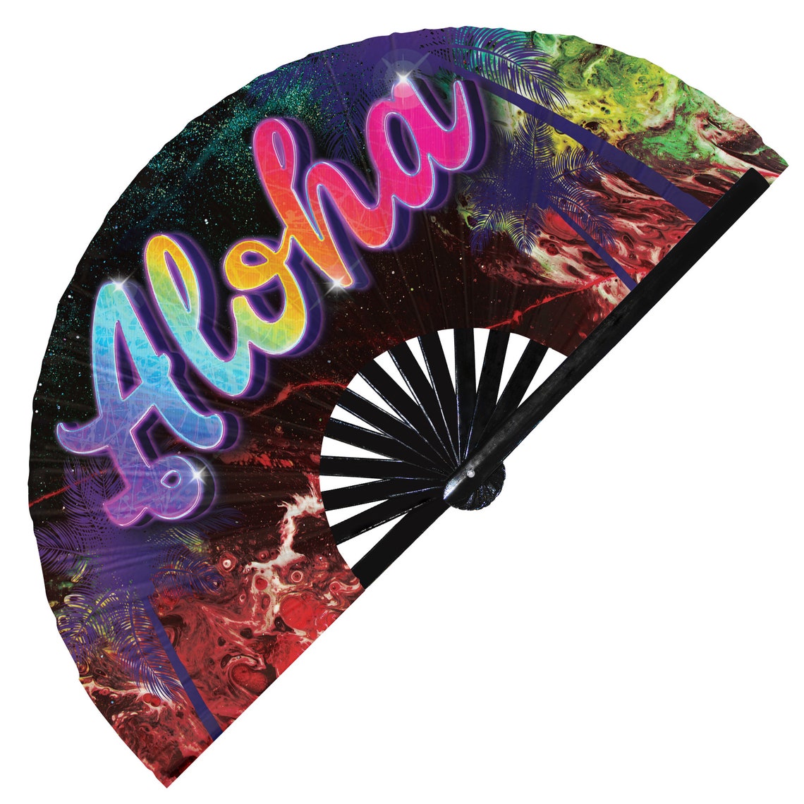 Aloha Hawaii UV Glow Hand Fan Maui Aloha folding hand fan | Etsy