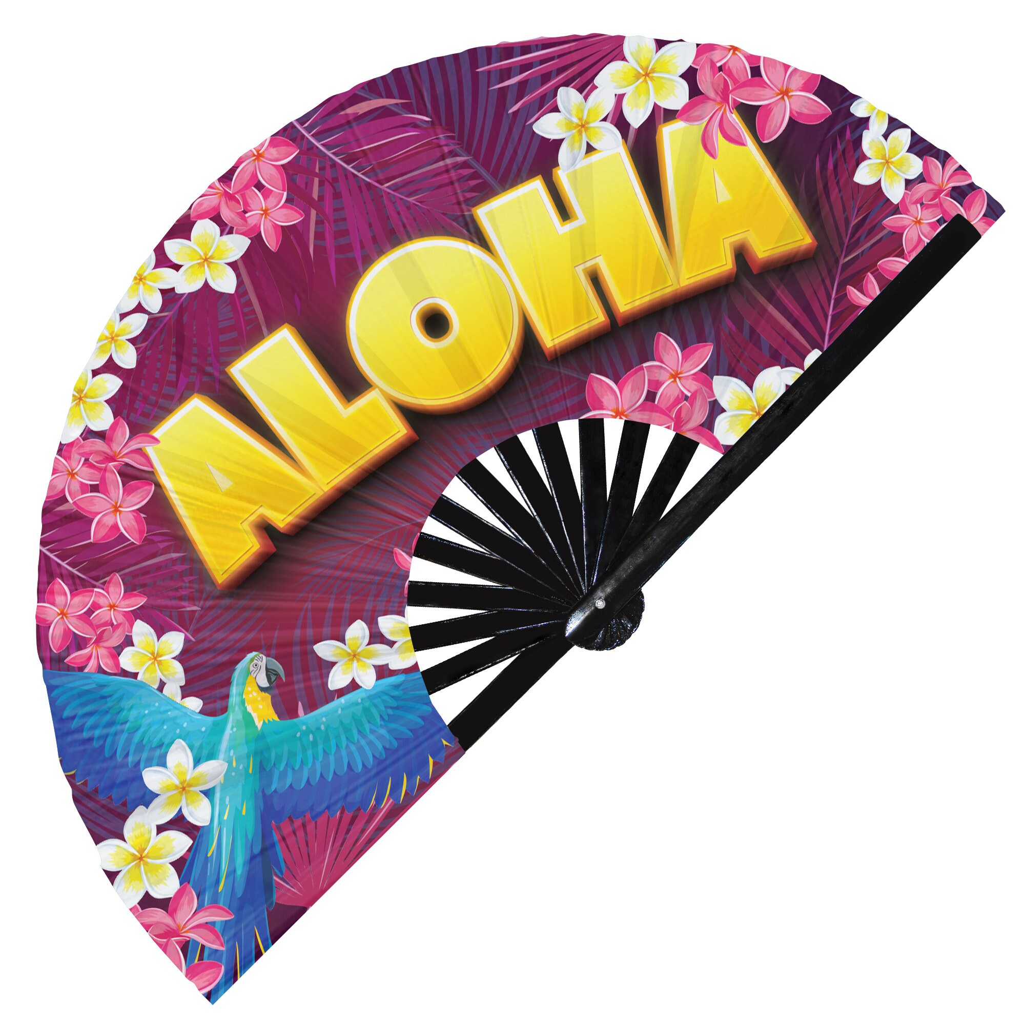 Aloha Hawaii UV Glow Hand Fan Maui Aloha folding hand fan | Etsy