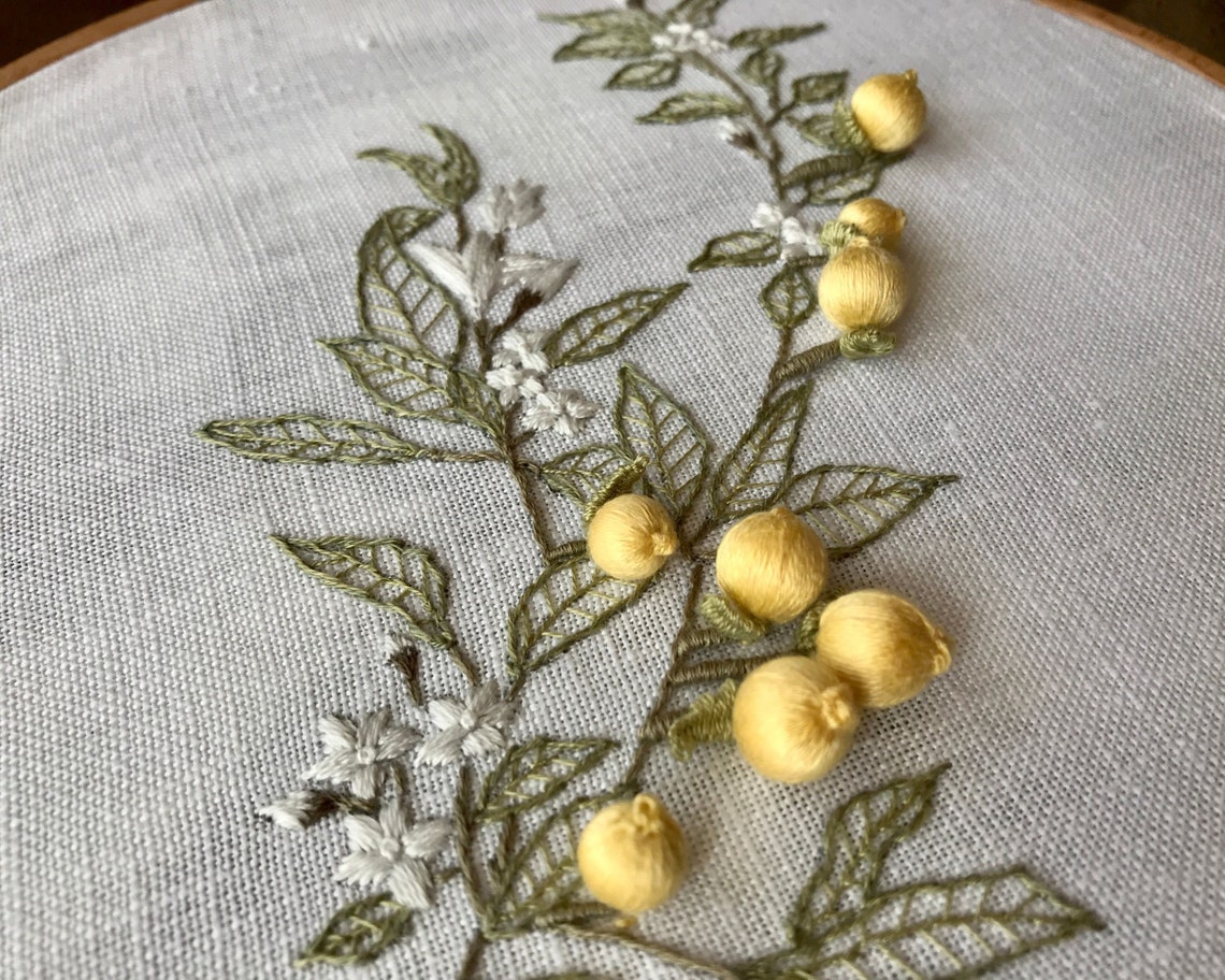 Stumpwork Embroidery Pattern lemon Tree PDF Download Video Tutorial ...