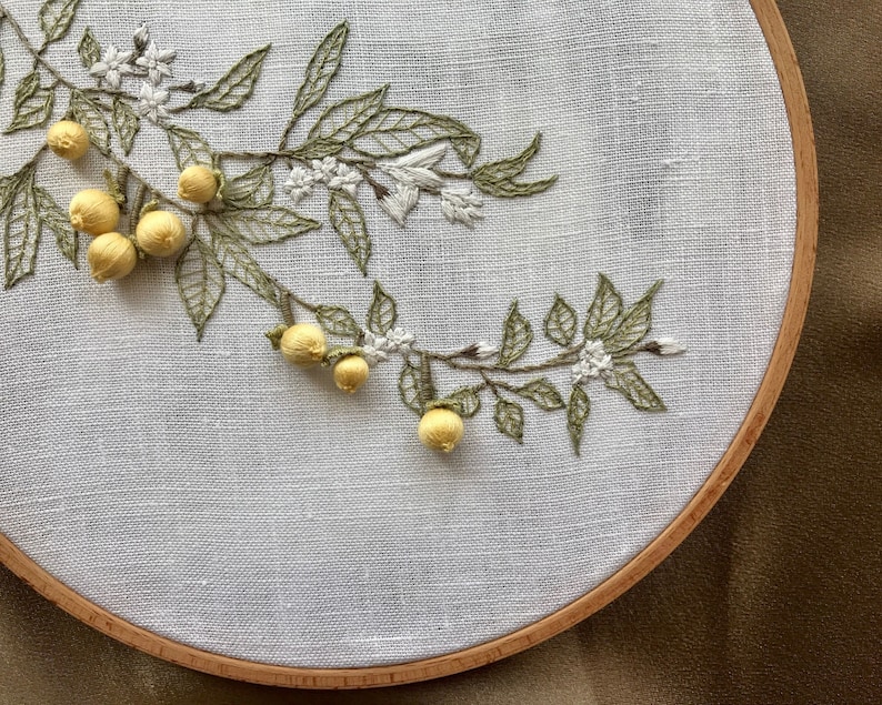 Stumpwork Embroidery Pattern lemon Tree PDF Download Video Tutorial ...