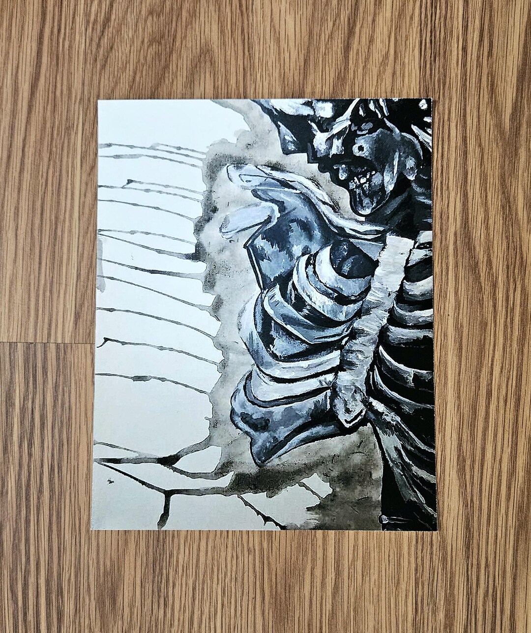 Pre-made Art Print // Skeleton Art Print // Thick Art Print of Original ...