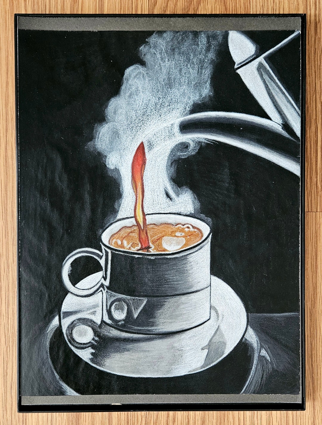 Pouring Coffee // 11x14 Inch Pastel&charcoal Drawing // Coffee Art ...