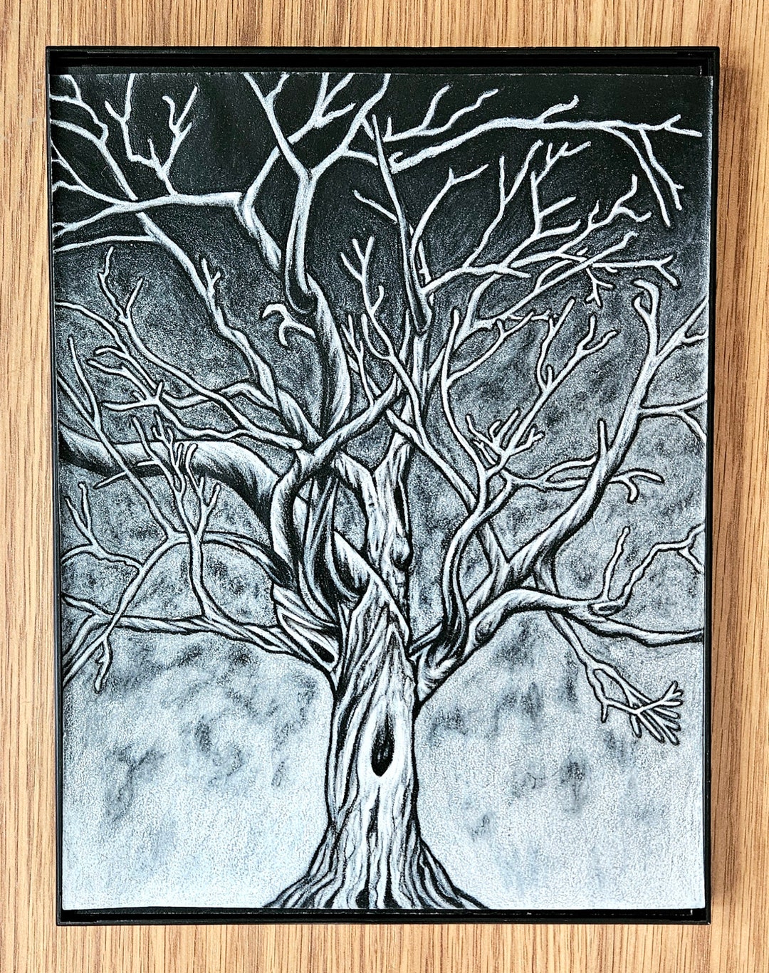 Spooky Dead Tree // 9x12 Inch Charcoal Drawing // Halloween Art ...
