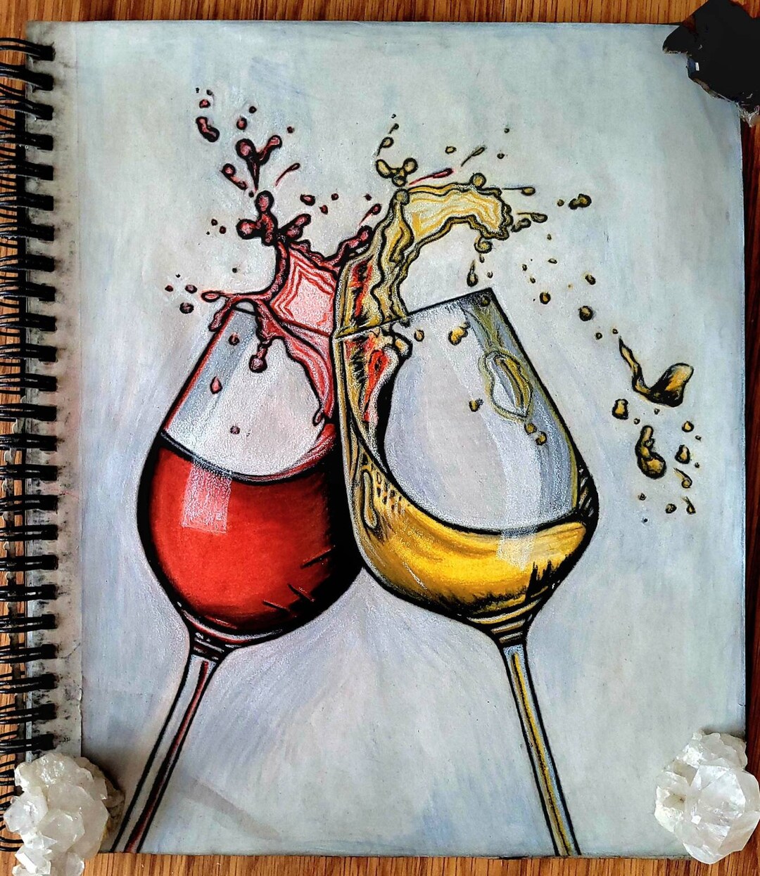 Wine Series 5 // 11x14 Inch Pastel&charcoal Drawing // Wine Art ...