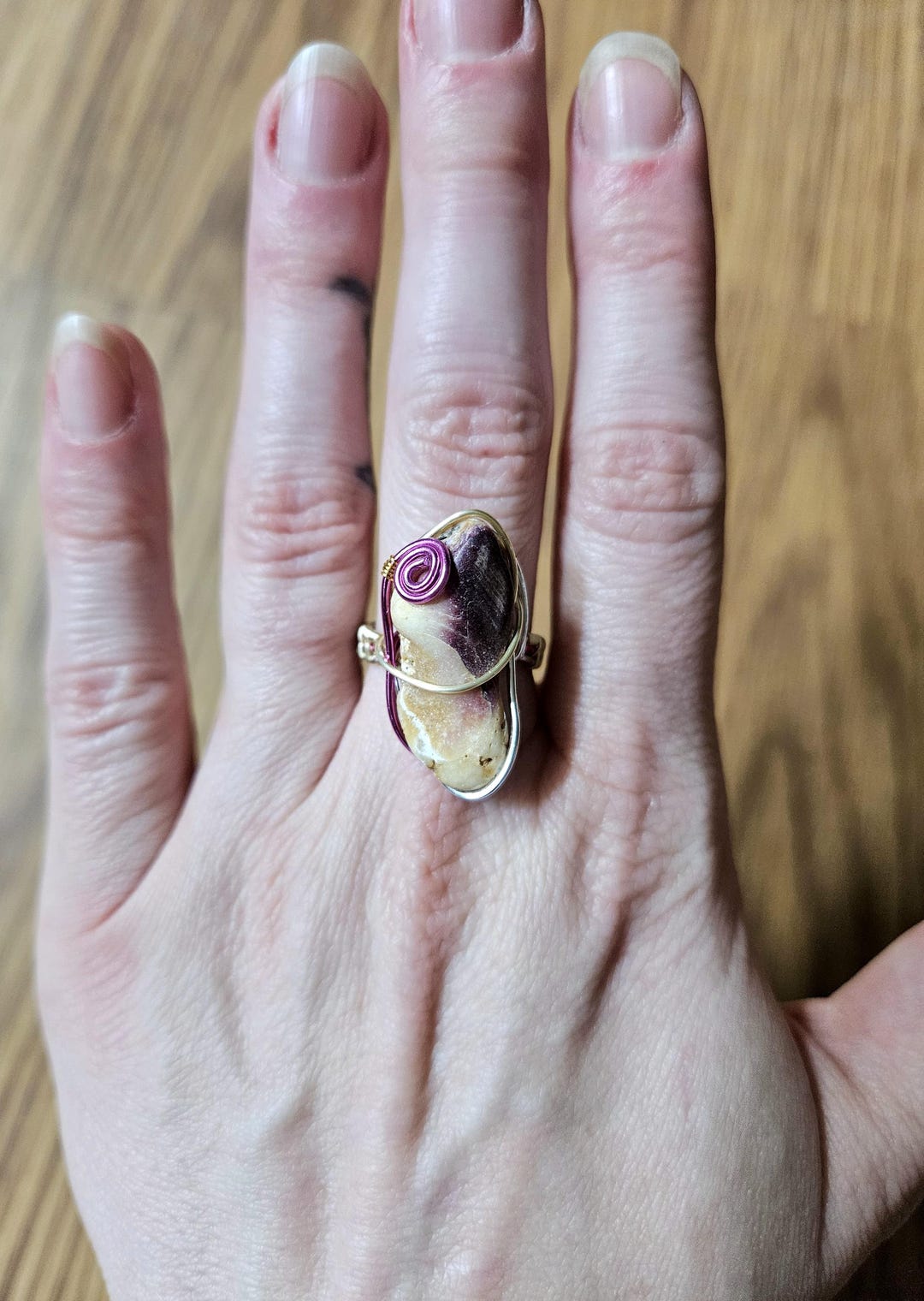 Natural Shell Ring // Wire Wrapped Ring // Minimalist Ring // Shell Wire Ring // Size 9 Ring ...