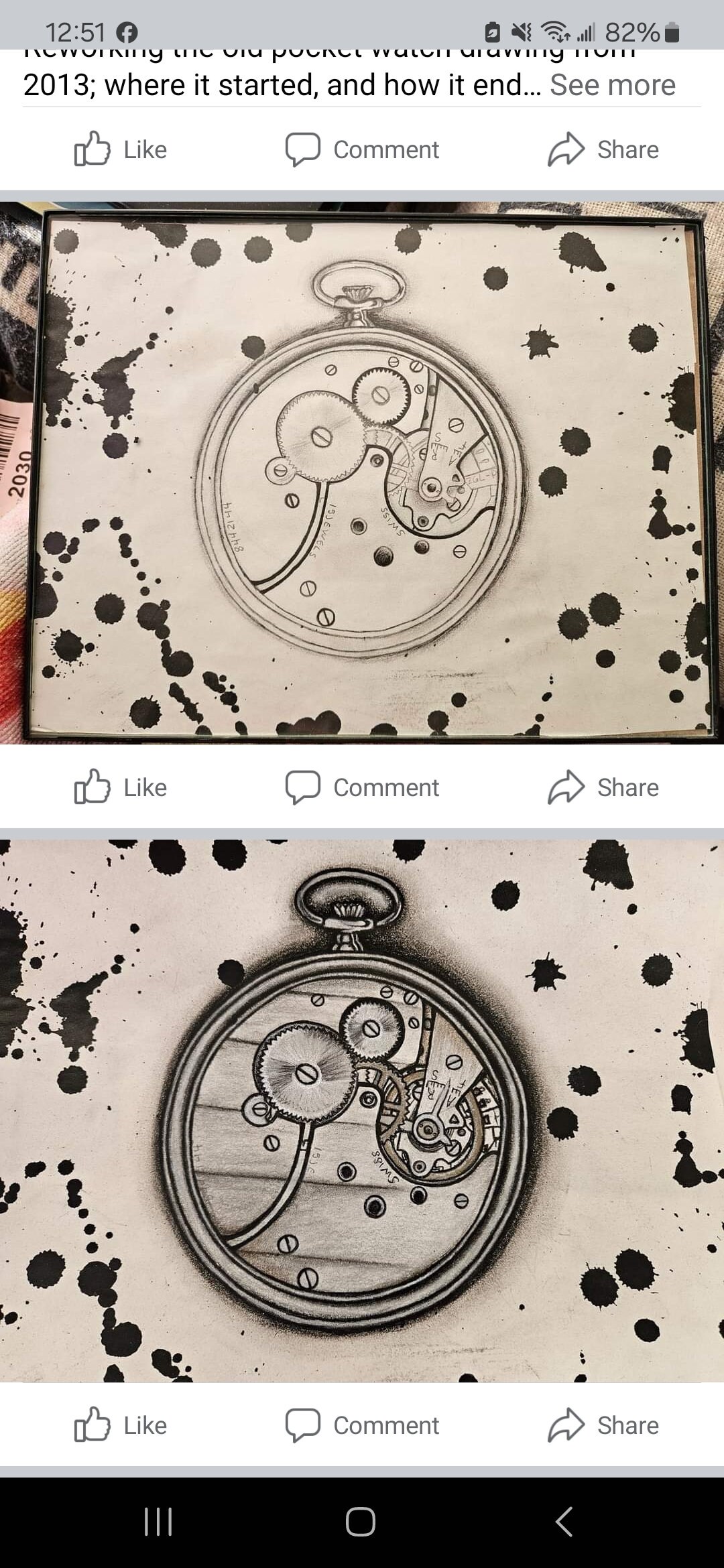 Pocket Watch Inner Workings Art Print - Pastel & Ink Drawing - Etsy