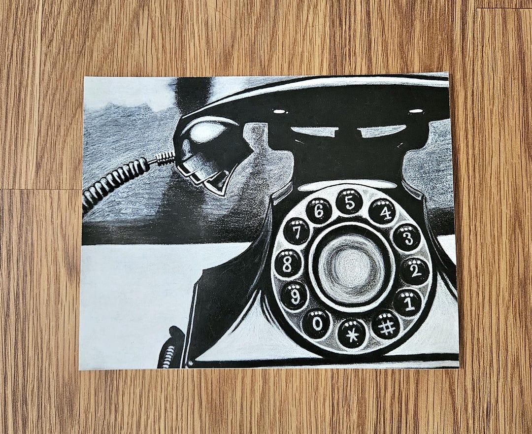 Pre-made Art Print // Vintage Phone Art Print // Thick Art Print of ...