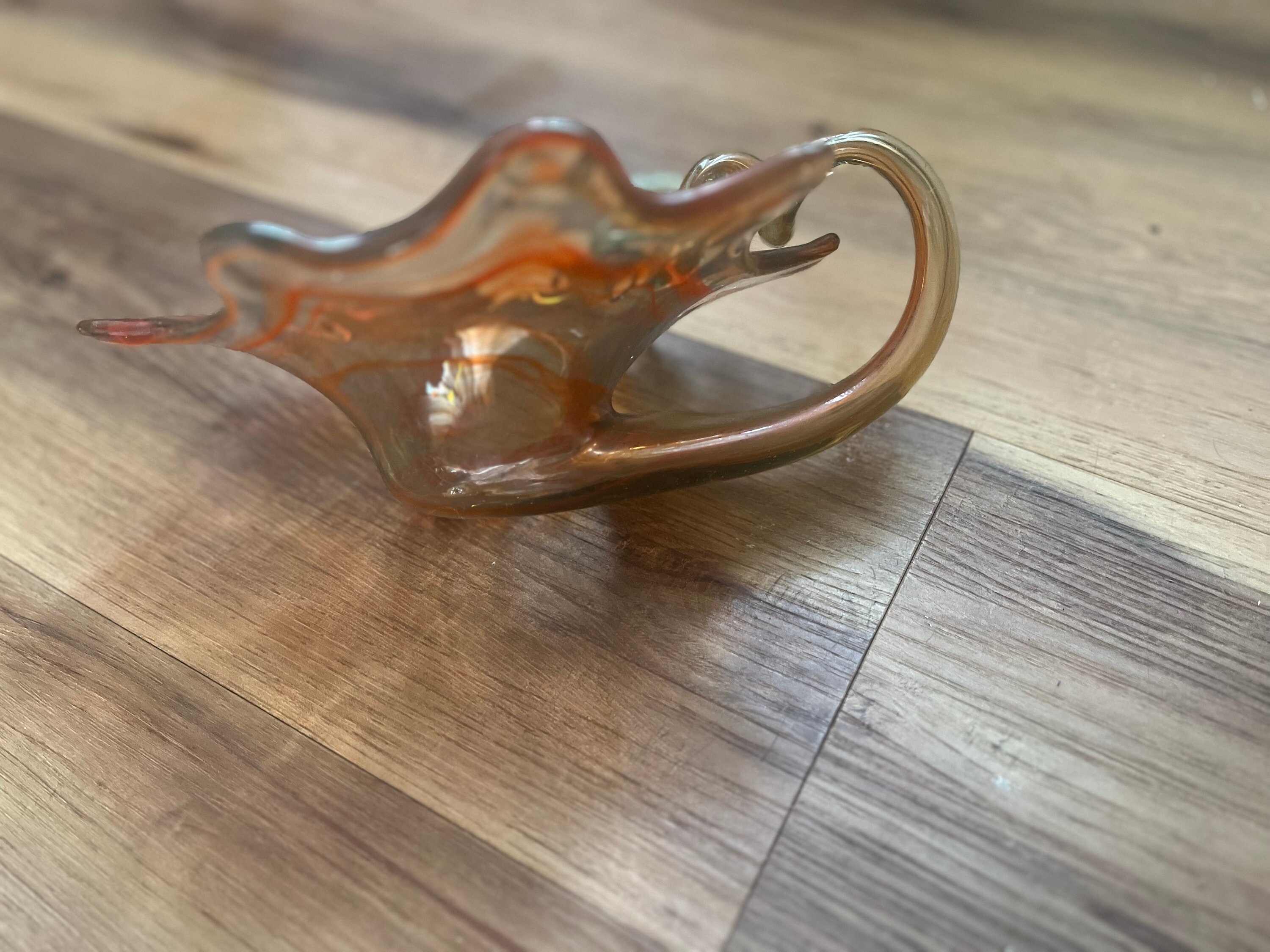 Vintage Orange Swirl Sooner Glass Cornucopia - Etsy