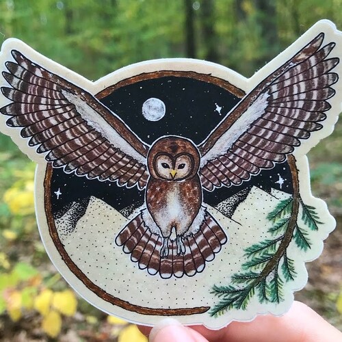 Flying Owl Vinyl Sticker - Etsy