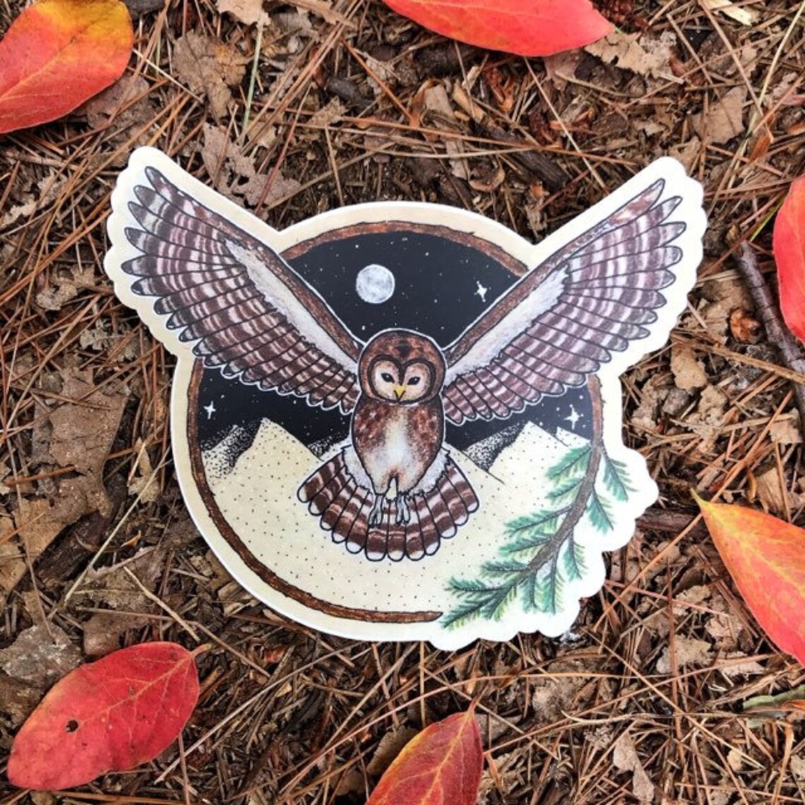 Flying Owl Vinyl Sticker | Etsy
