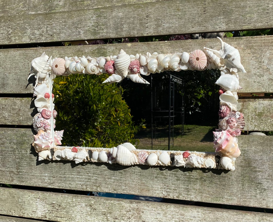 Assorted White and Pink Sea Shell Covered Mirror. - Etsy